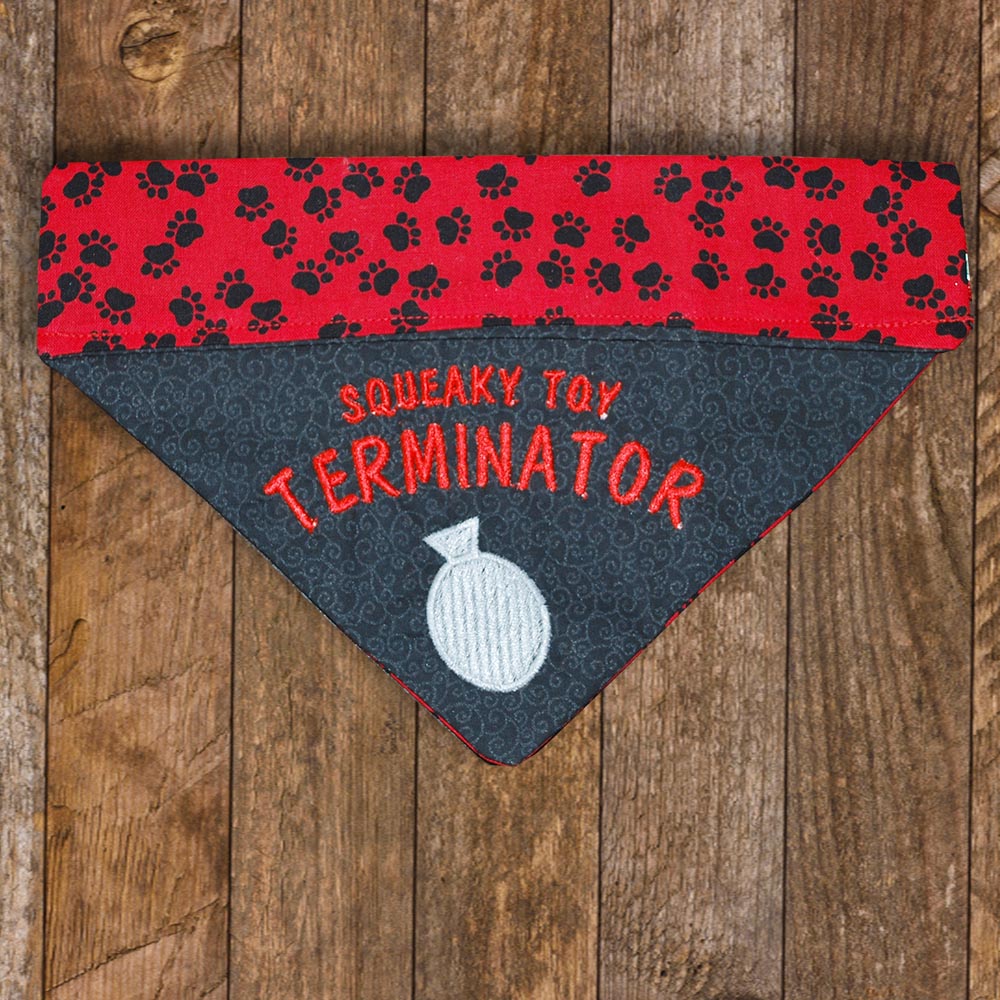 Squeaky Toy Terminator / Over the Collar Dog Bandana – Mydeye